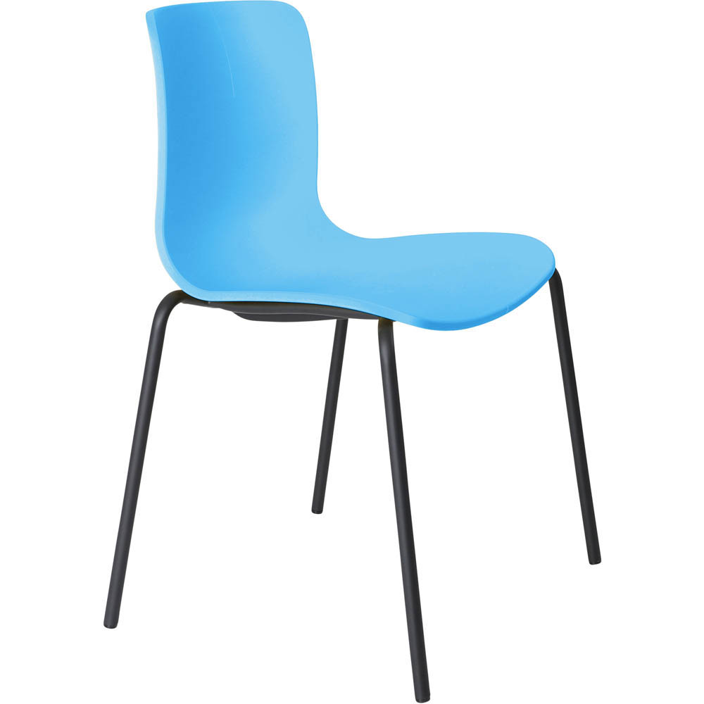 DAL ACTI CHAIR 4-LEG BLACK POWDERCOAT FRAME OCEAN BLUE POLYPROP SHELL ...