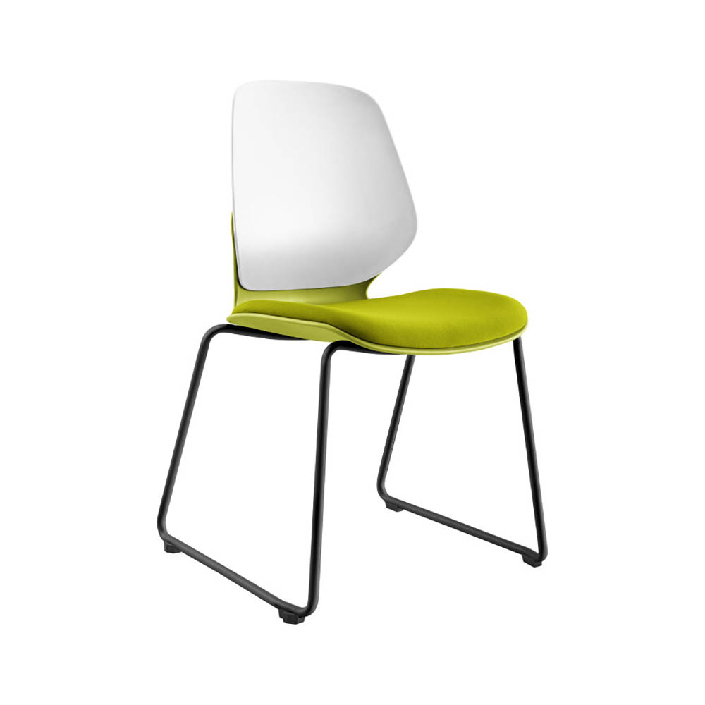 SYLEX KALEIDO CHAIR WHITE SLED FRAME OLIVE SEAT - Premier Office Furniture